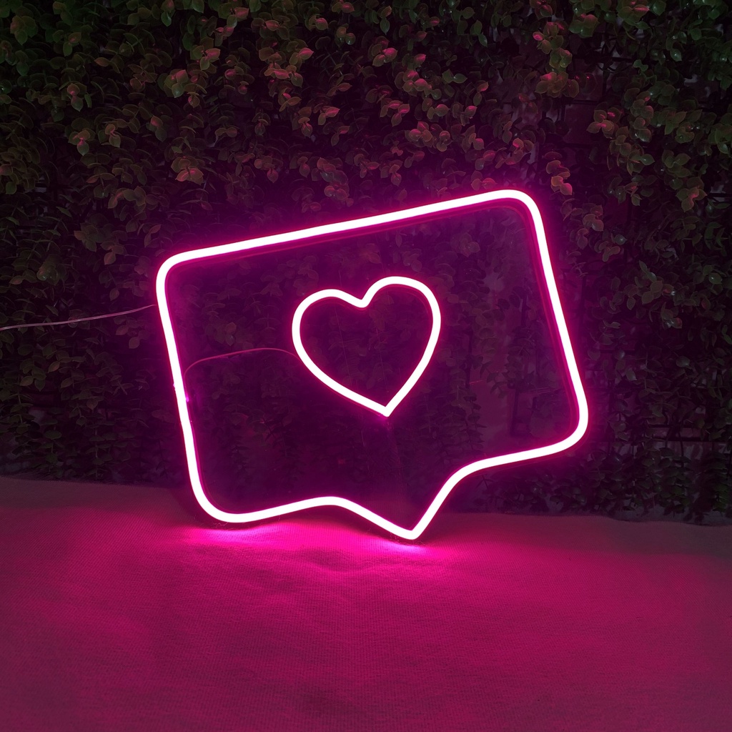 Neon Cill 97 25 x 25 cm Pink Heart Button led Light, Bedroom decor ...