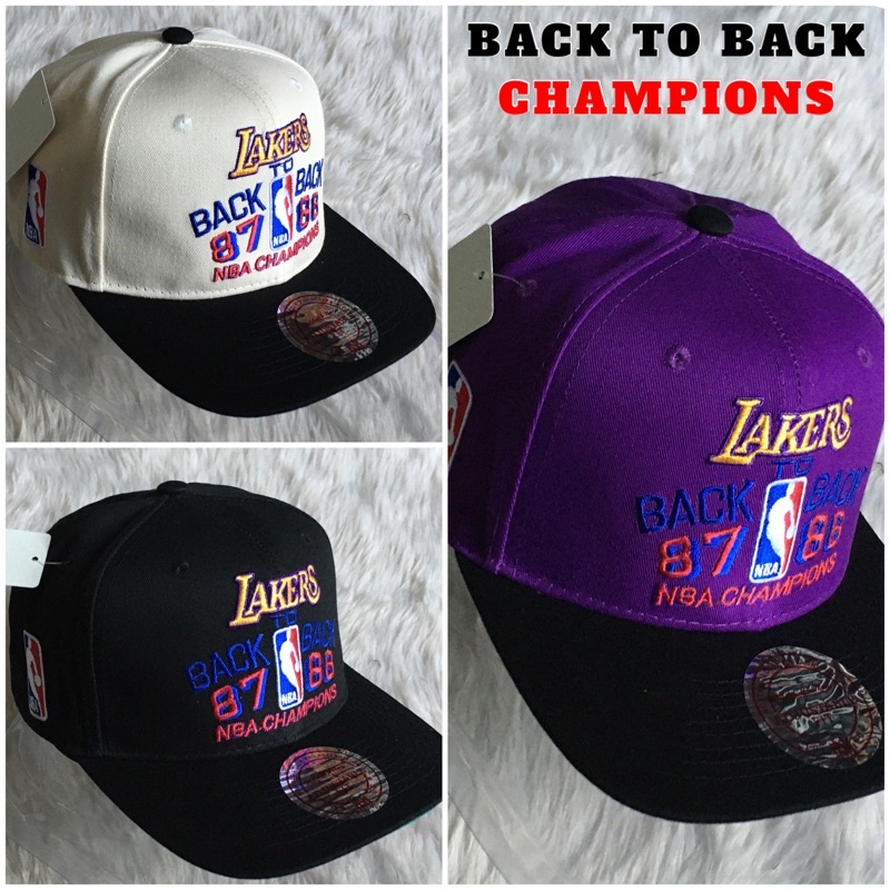 lakers three-peat champions snapback cap hardwood classic back to back ...