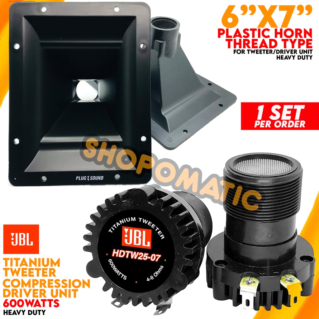 🟧 Horn Plastic 6"X 7"Thread Type With FREE JBL 600W Titanium Tweeter ...