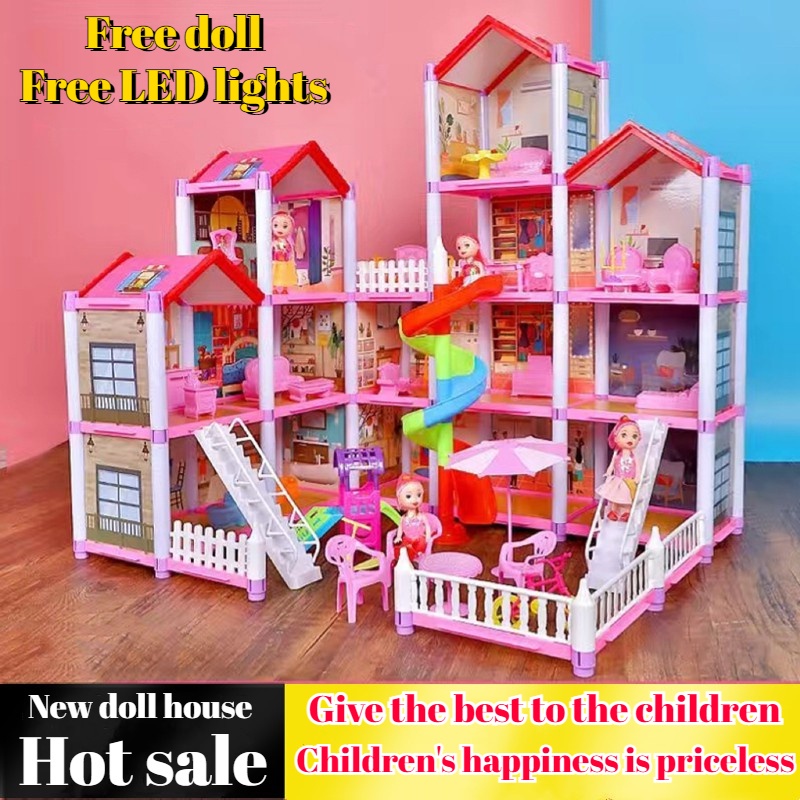 Girls Princess Dollhouse Set Three Floors Big Dream House Simulation ...
