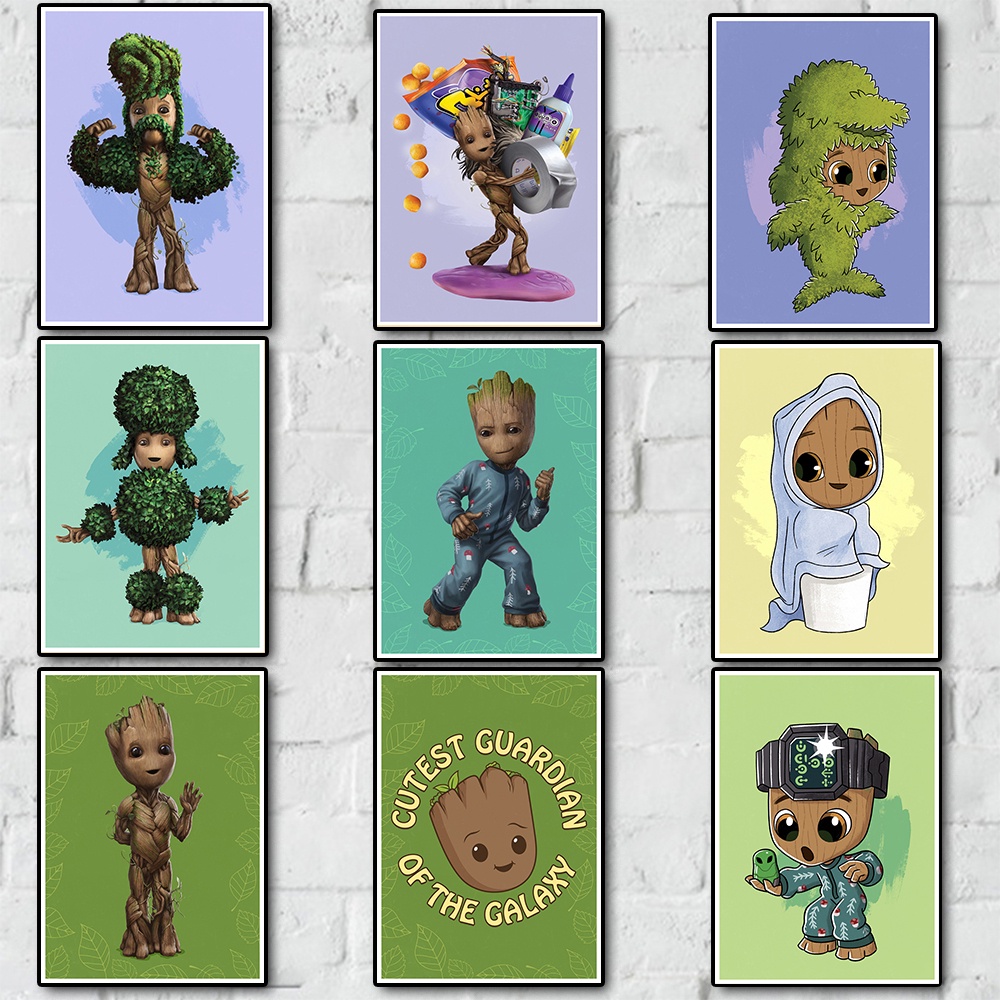 Marvel Comics Short Play I Am Groot Retro Kraft Paper Decorative Poster ...