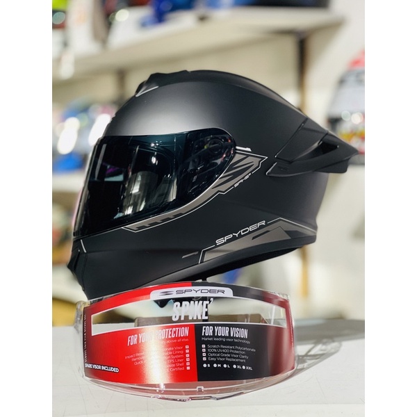 SPYDER SPIKE V2 Fullface Helmet with Free Clear Visor & Spoiler ...