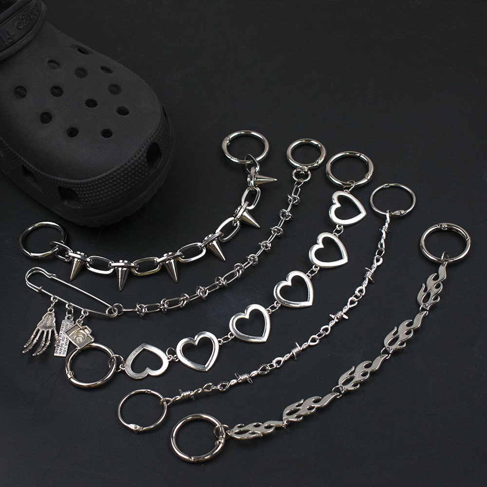 Punk Dark Willow Nail Thorn Metal Shoe Chain | jibtz for cros | Shopee ...