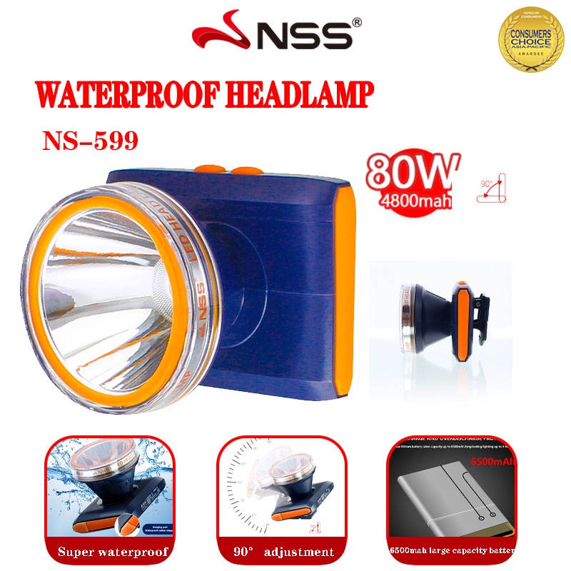 NSS Headlamp Flashlight Rechargeable Waterproof LED strong light ...