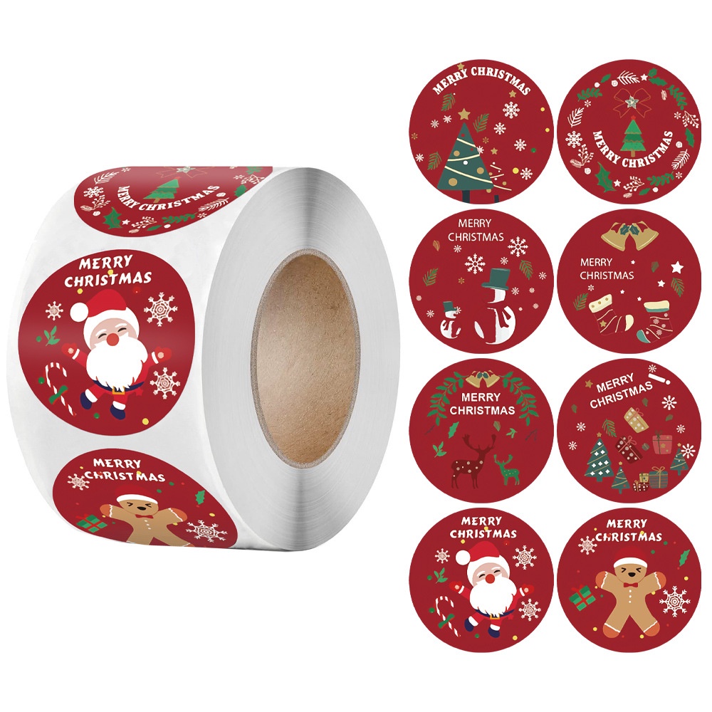 1 Roll Merry Christmas Sticker Label Santa Claus Sticker for Gifts ...