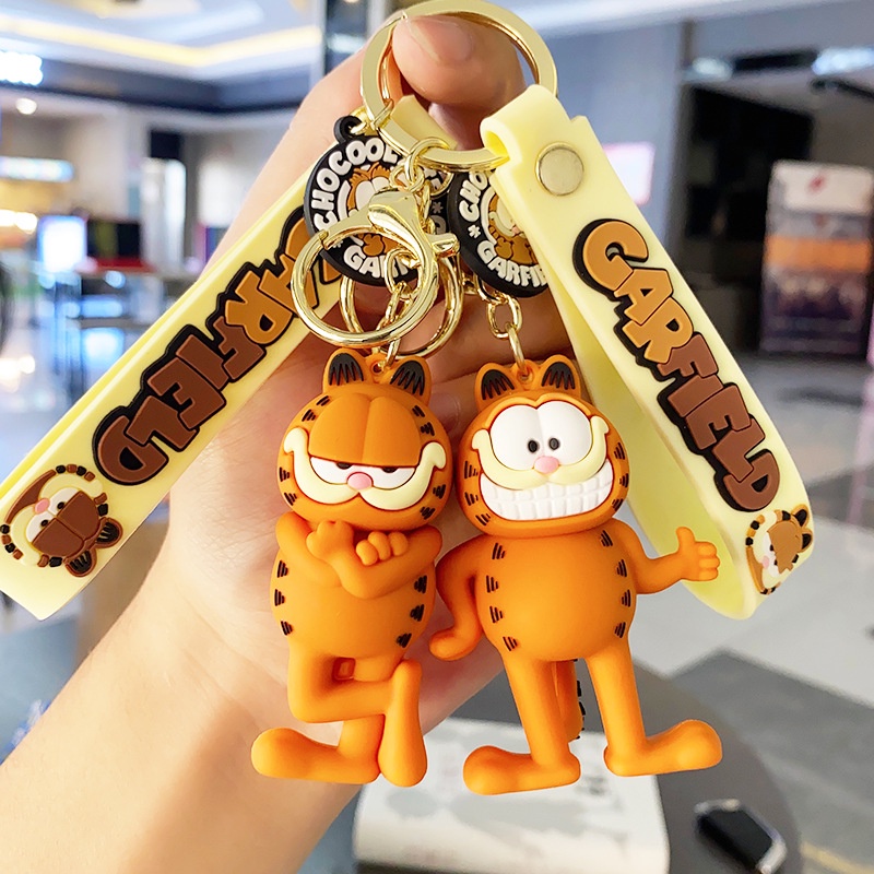 Garfield Anime Cartoon Keychain Cute Tight Car Schoolbag Key Pendant ...