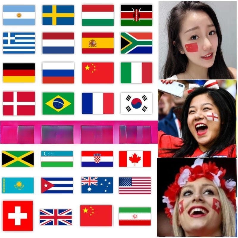 2022 World Cup National Flag Face Sticker Tattoo United States Kingdom ...