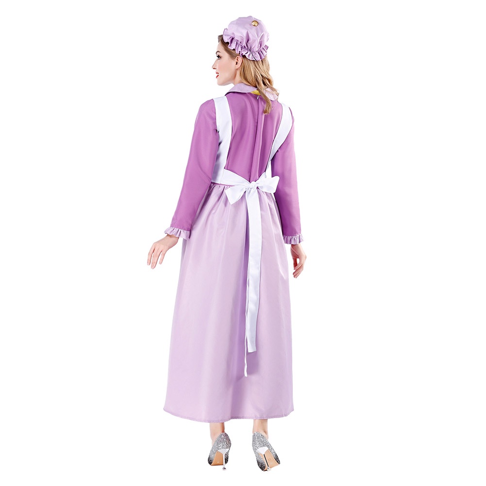 Mrs.potts Dress Adult Women Maid Costume Halloween Party Dress Uniform ...