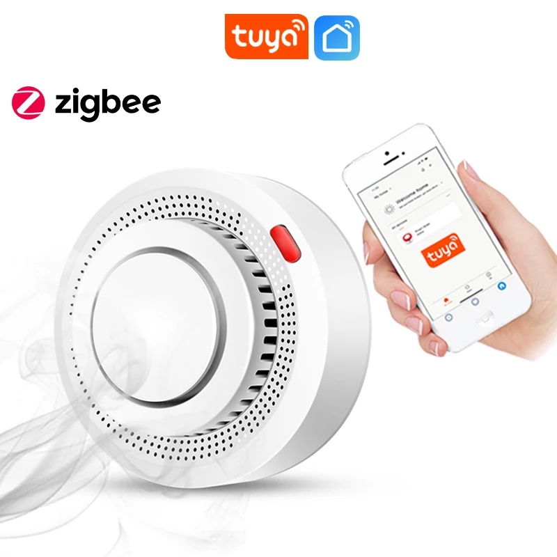 Tuya Zigbee WiFi Smoke Detector Sensor Smart Home Fire Protection Alarm ...