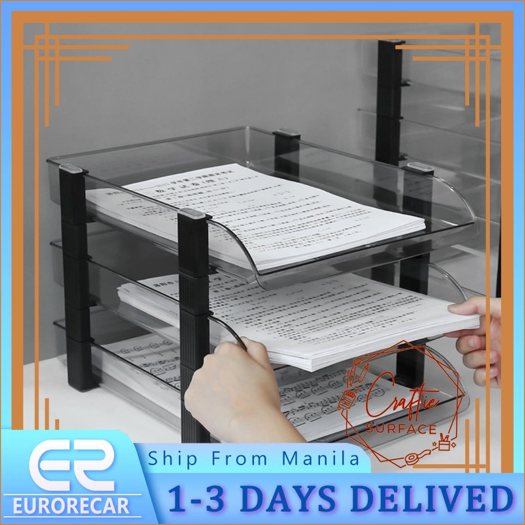 Two layers / Three layers File Tray Acrylic Organizer Office files ...