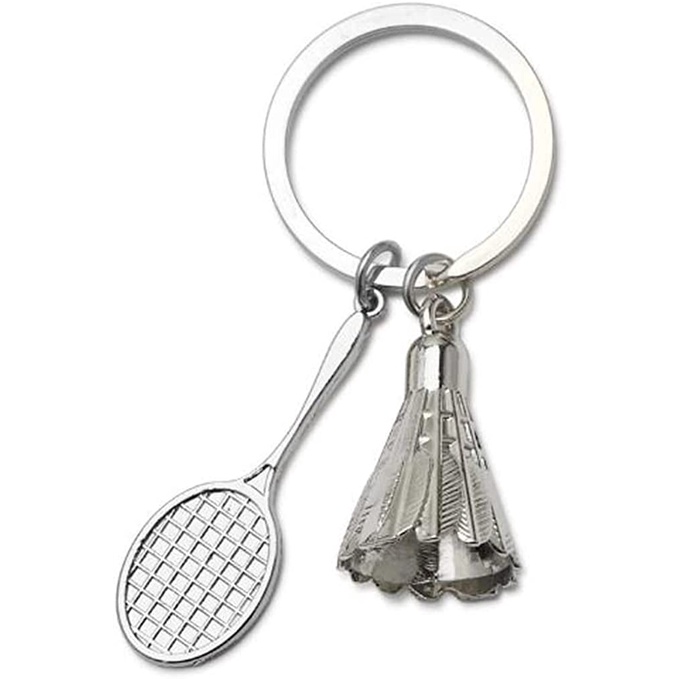 1Pc Metal Badminton Racket Shuttlecock Pendant Ring Bag Ornament ...
