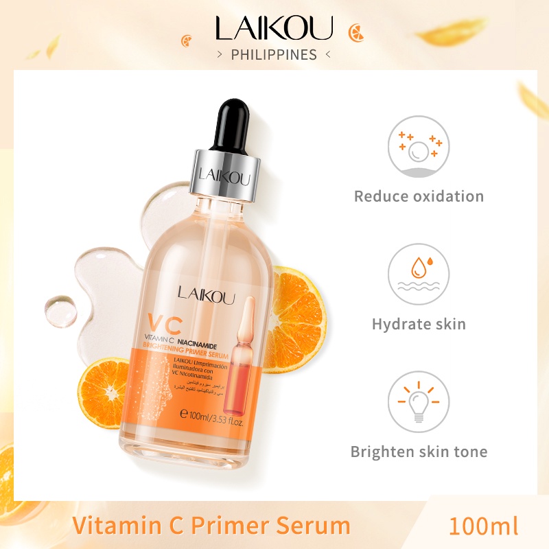 LAIKOU Vitamin C Serum VC Whitening Makeup Primer Essence Niacinamide ...
