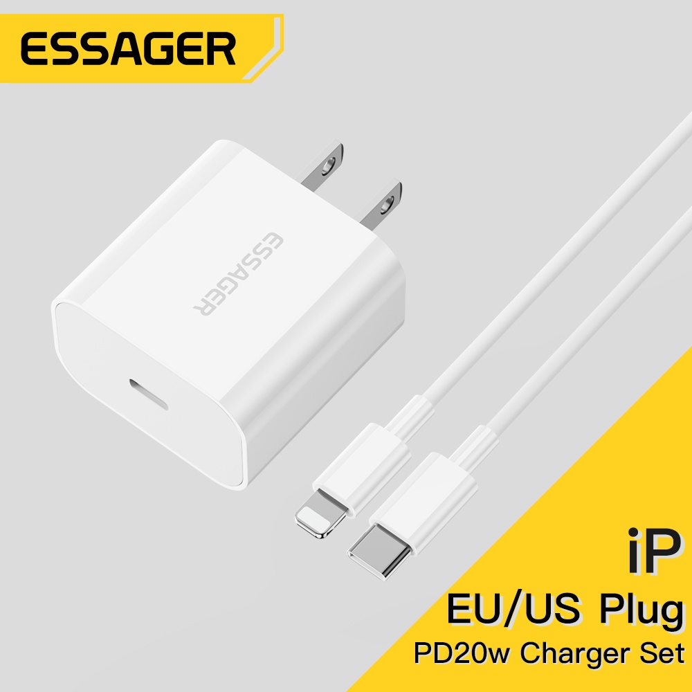 Essager PD20W US/ EU Super Quick Charger + Cable Sets for iP 14 13 12 ...