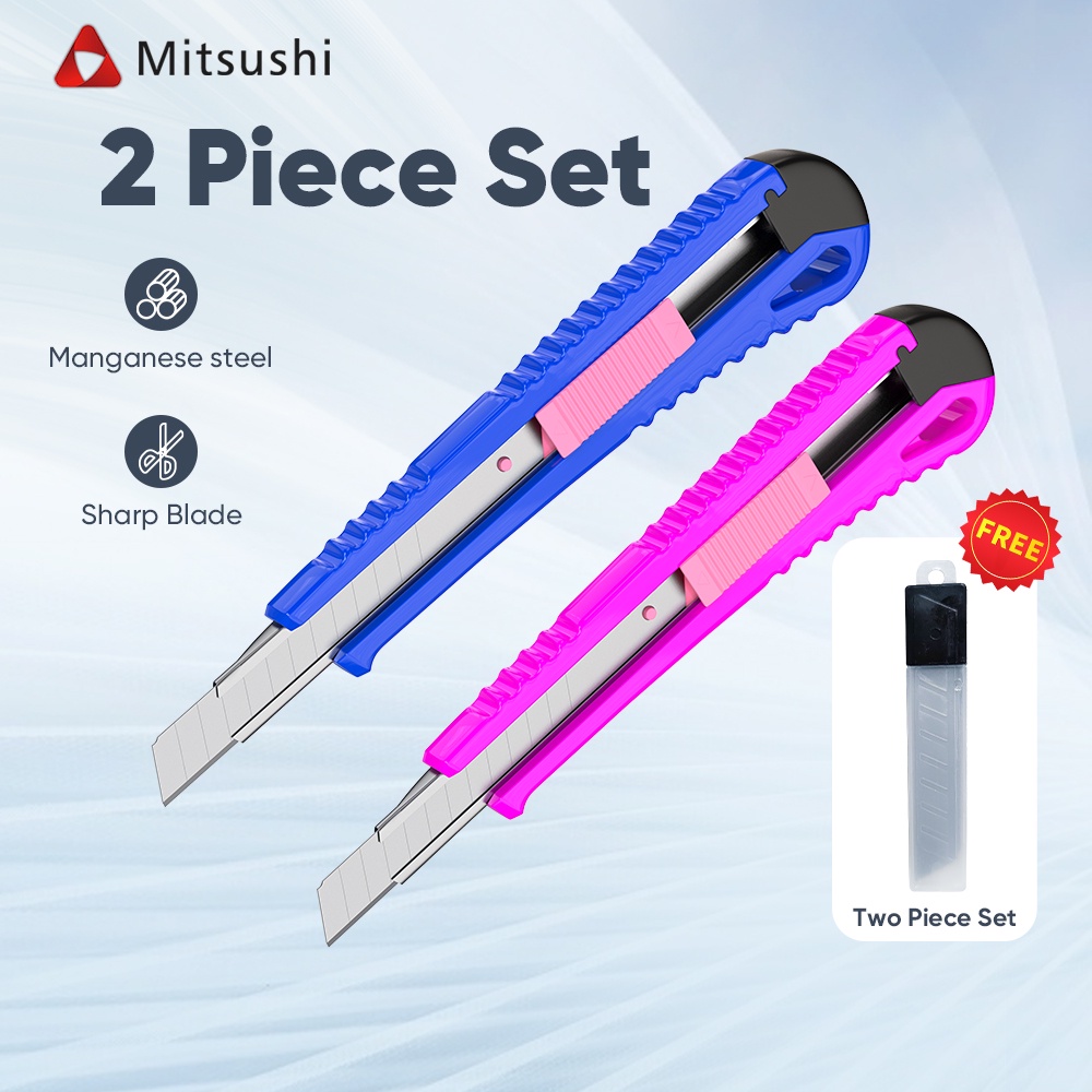 Mitsushi 2PCS Utility Cutter Knives Set With Retractable Blade | Shopee ...
