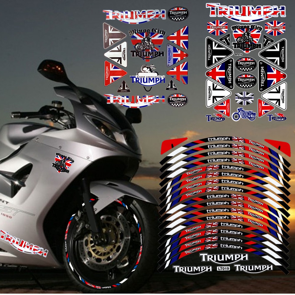 TRIUMPH Sticker Motorcycle Emblem Decal 3D Tank Wheel Logo Soft Glue ...