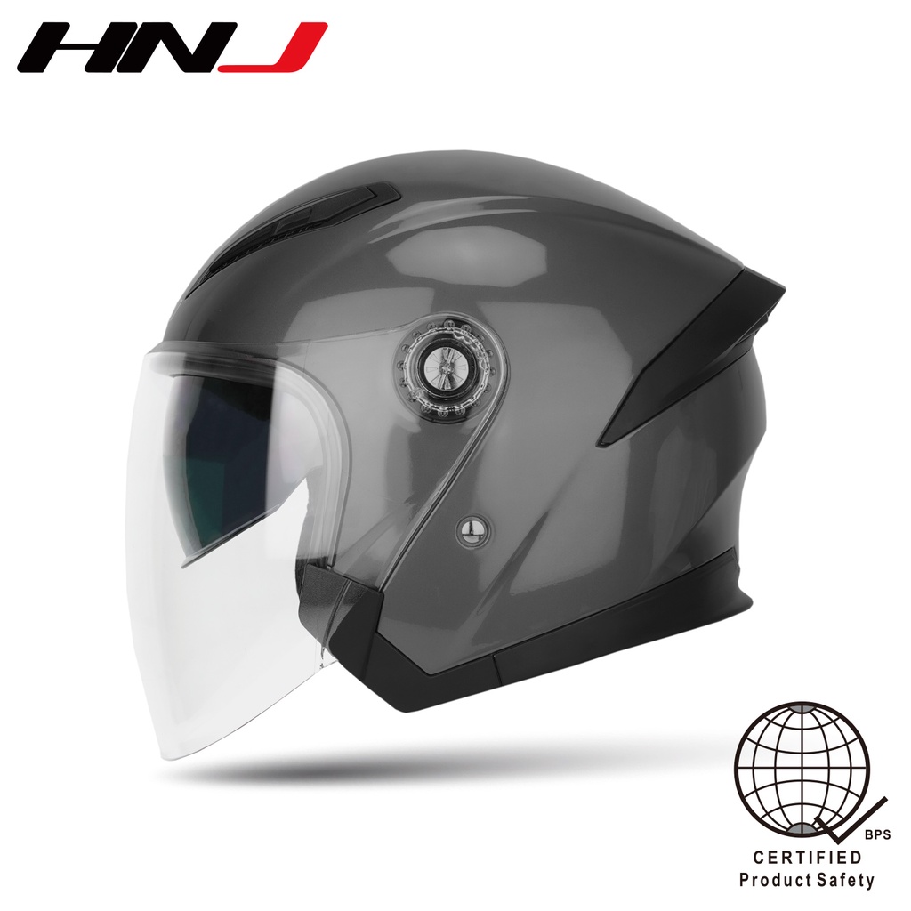 HNJ Ym-829 Plain Motorcycle Half Face Helmet Dual Visor For Men And ...