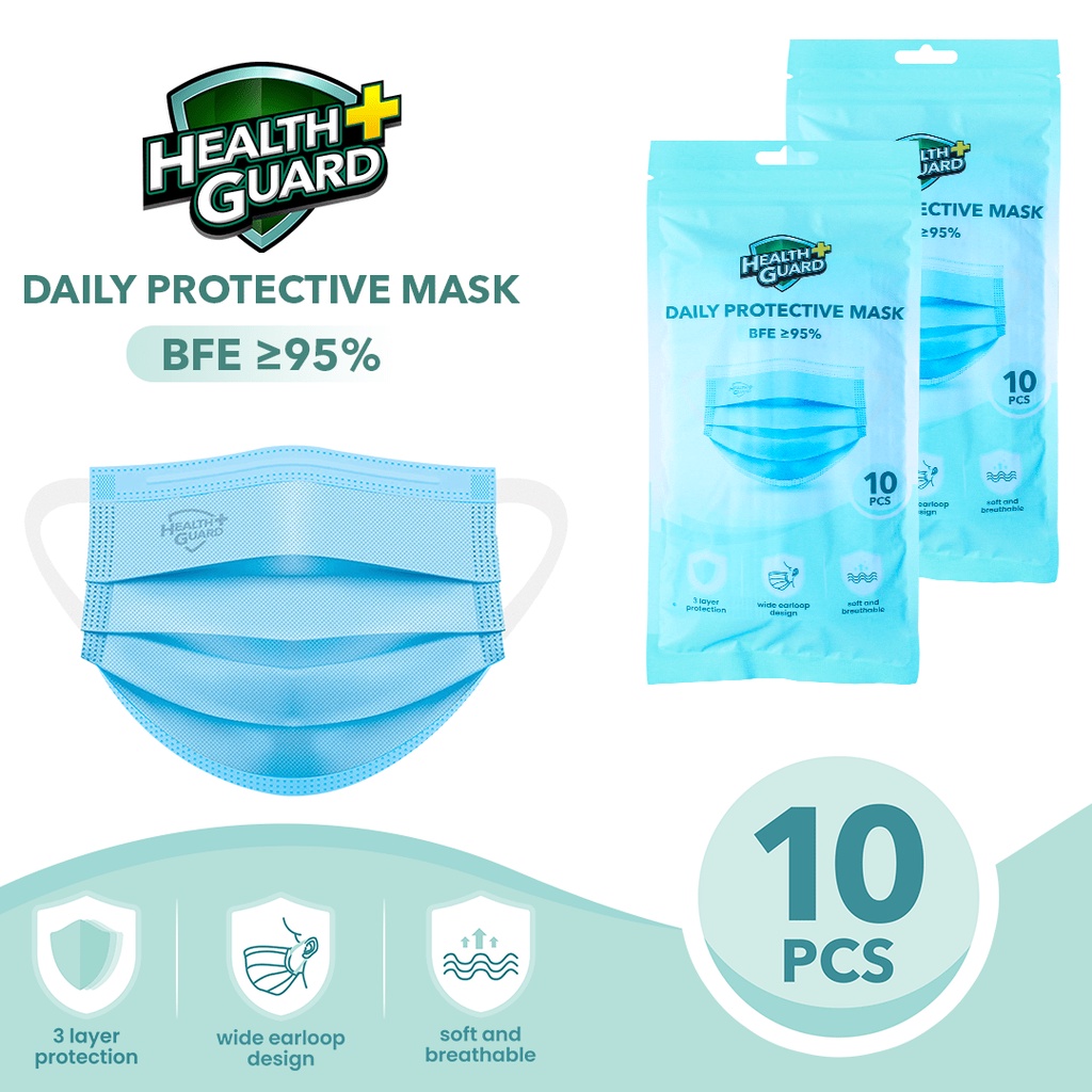 Health Guard Disposable Protective Masks 5 Packs & 10 Packs (HGDPM ...