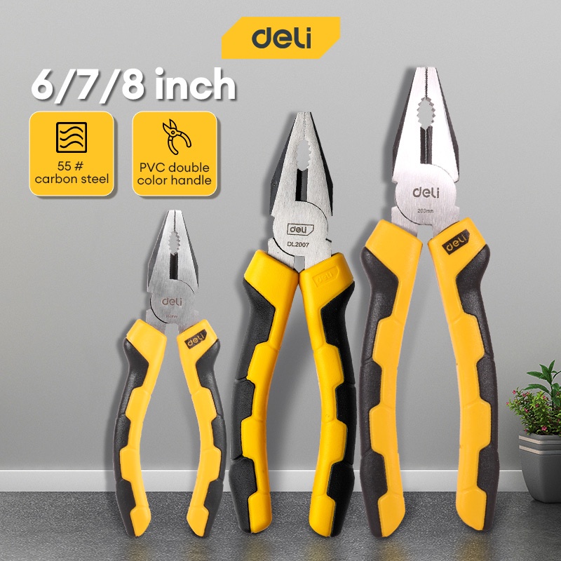 Deli 6"/7"/8" Pliers Heavy Duty Plier Tool Multifunctional Steel Wire ...