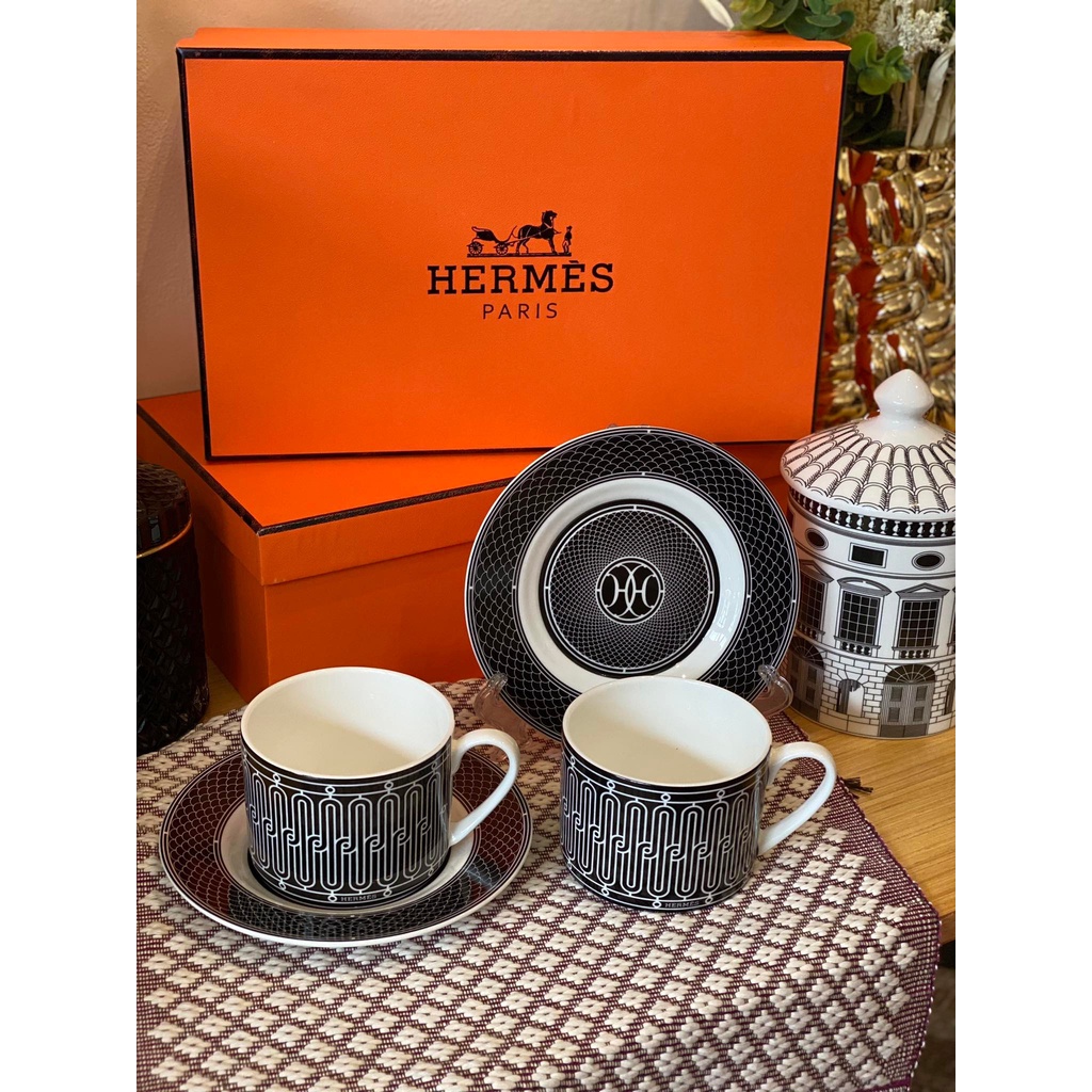 Hermes Teacup Gift Set - Bone China Teacup | Shopee Philippines