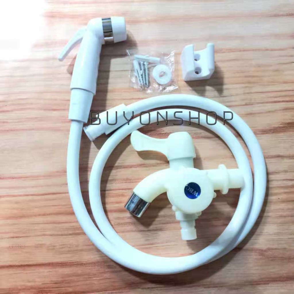 COD 1 SET PVC Plastic Hand Held Bidet Sprayer With Dual Faucet Set ...