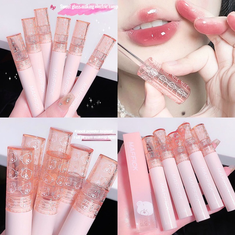 MAFFICK bubble lip glaze, water glass, grass, milk tea, tea color ...