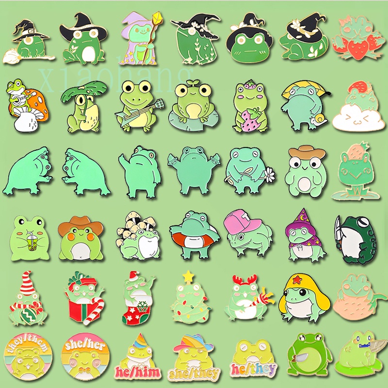 Cartoon Cute Frog Enamel Pin Funny Gesture Frog Brooch Lapel Badges ...