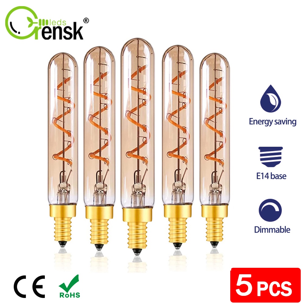 5 Packs E14 LED Blub 3W Vintage Spiral LED Filament Light Bulb T20 ...