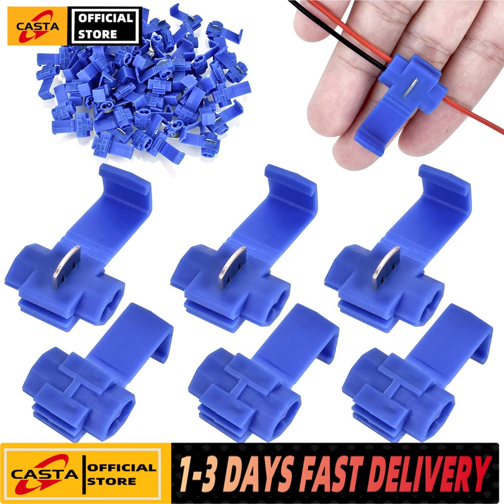 Casta 100pcs Solderless Wire Electrical Cable Connector Quick Splice ...