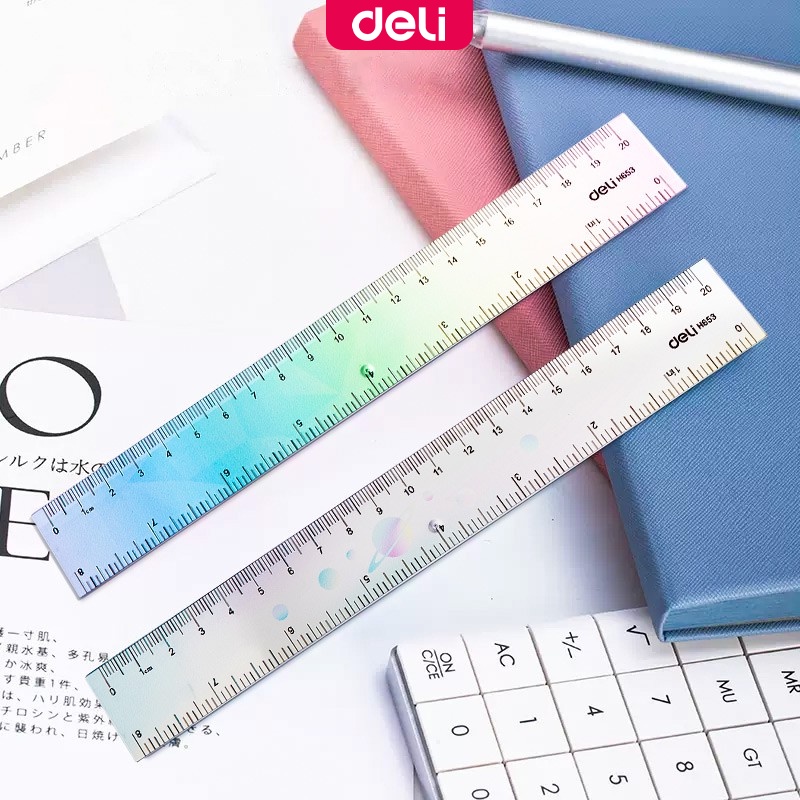 Deli 1Pcs Straight Ruler With Metric and Inch Graduation 8" Student ...
