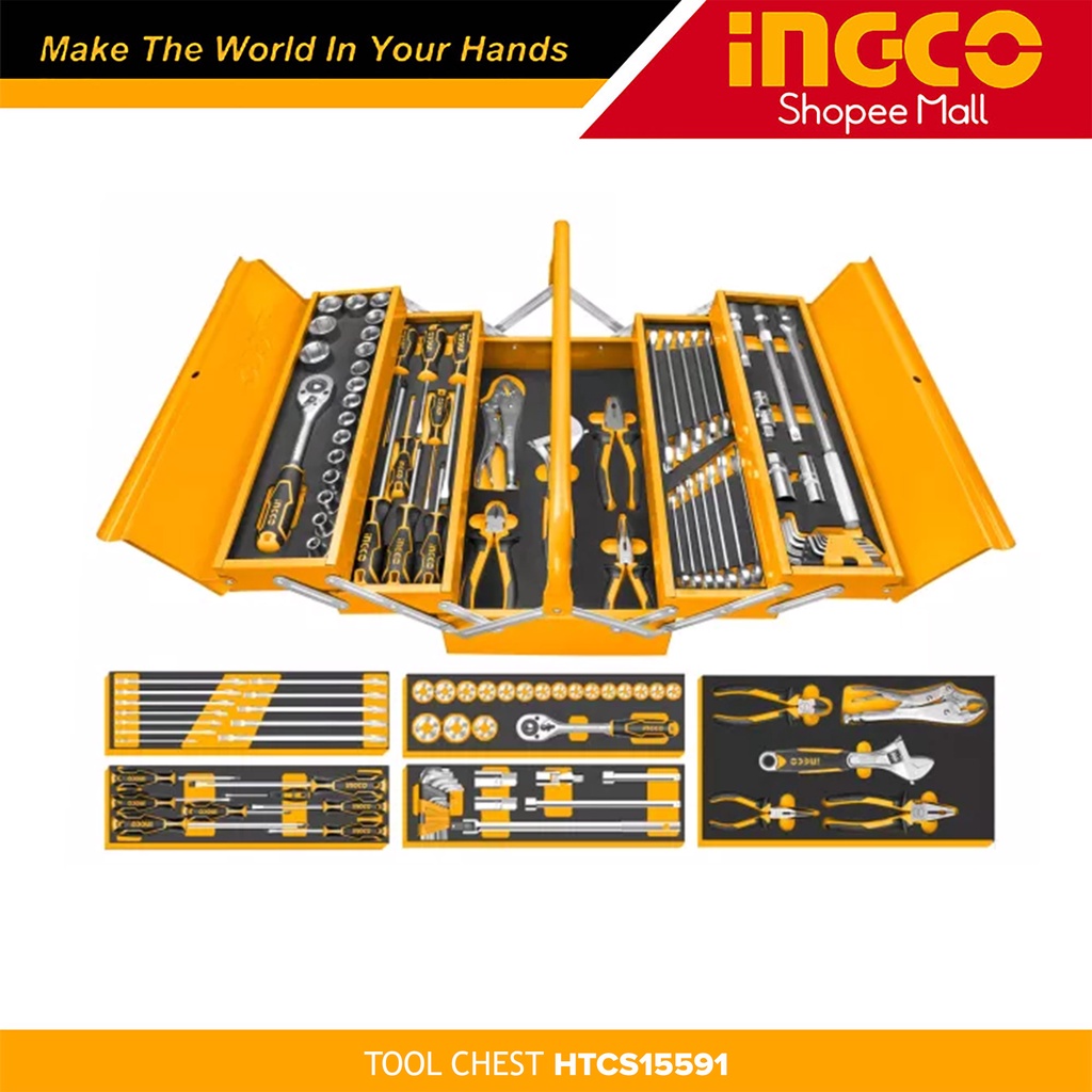 Ingco 59pcs | 108pcs Tool Chest Set for Repairs and DIY Hand Tool kit ...