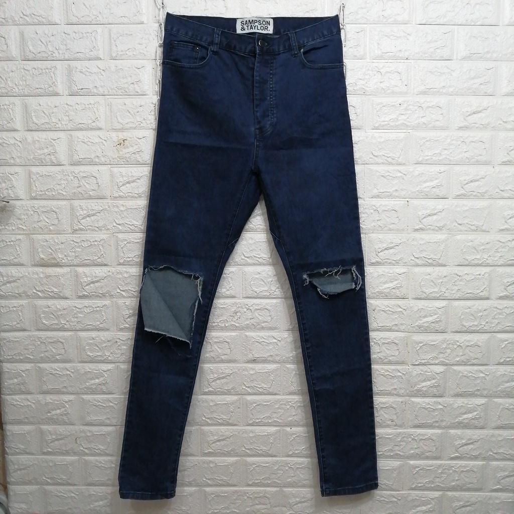 Preloved SAMPSON & TAYLOR Tattered Denim Jeans (Size in inches: W-30, L ...