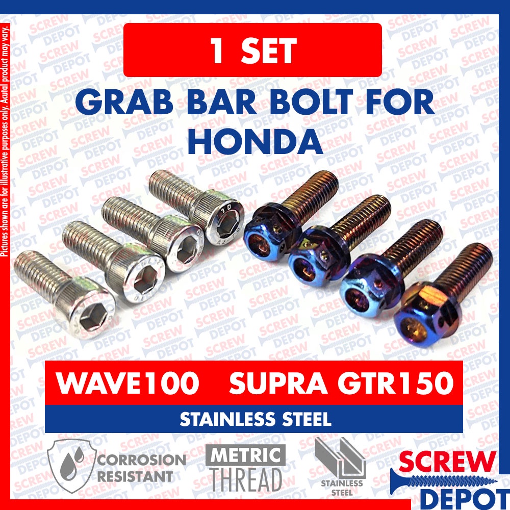1SET Grab Bar Bolt Set - Honda Wave 100 / Supra GTR 150 ( Screw Depot ...