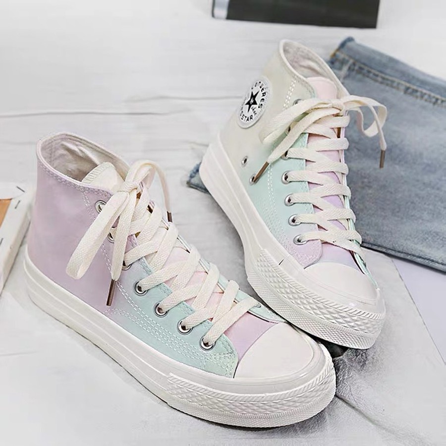 2023 starry sky gradient color canvas shoes women's summer ultraviolet ...