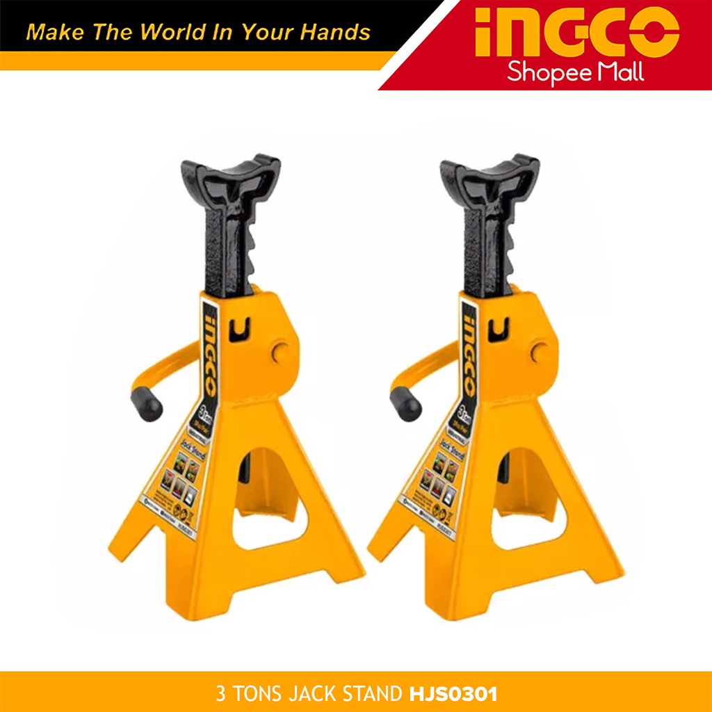 Ingco 2pcs Jack Stand Vehicle Lifter 3-Tons With Self-Locking Ratchet ...