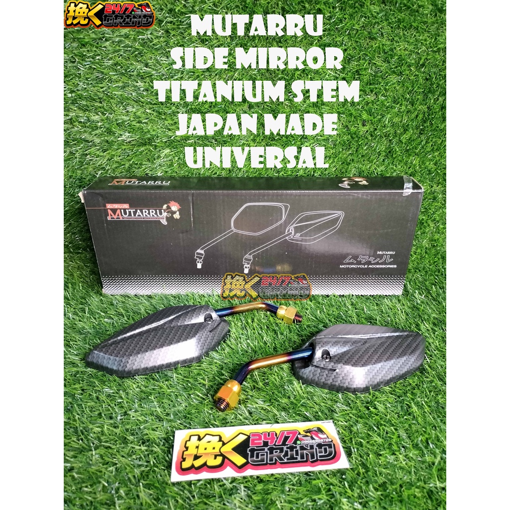 MUTARRU SIDE MIRROR TITANIUM STEM CARBON UNIVERSAL JAPAN MADE | Shopee ...