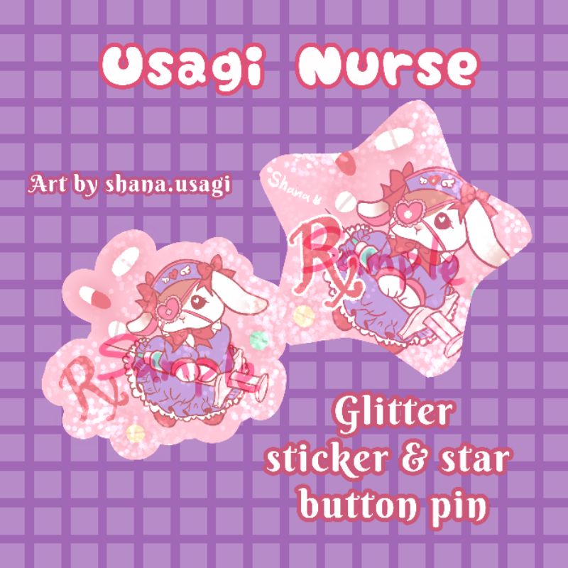 Nurse Usagi/ Menhera Bunny Star button pins | Art by Shana | Shopee ...
