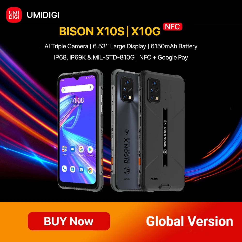 UMIDIGI BISON X10S X10G Rugged Waterproof Cellphone IP68 K& IP69K 32GB ...