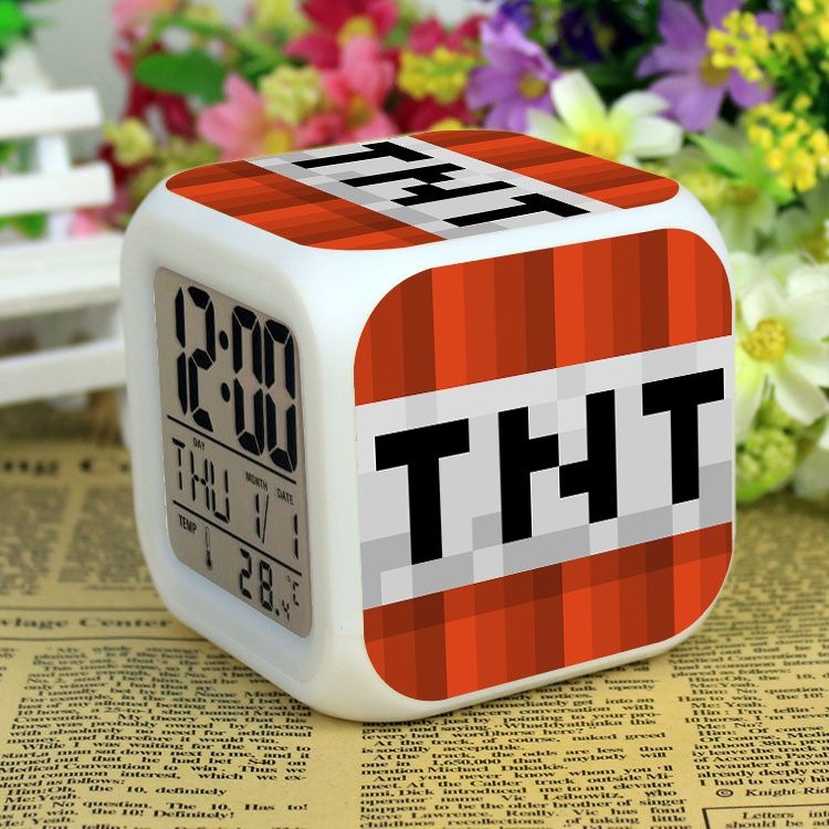Minecraft Alarm Clock MC Game Peripheral Creeper Colorful Night Light ...