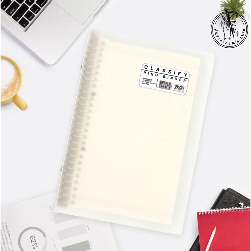 Veco Classify 26-Ring B5 Refillable Binder Cream Ruled Paper 80gsm (60 ...