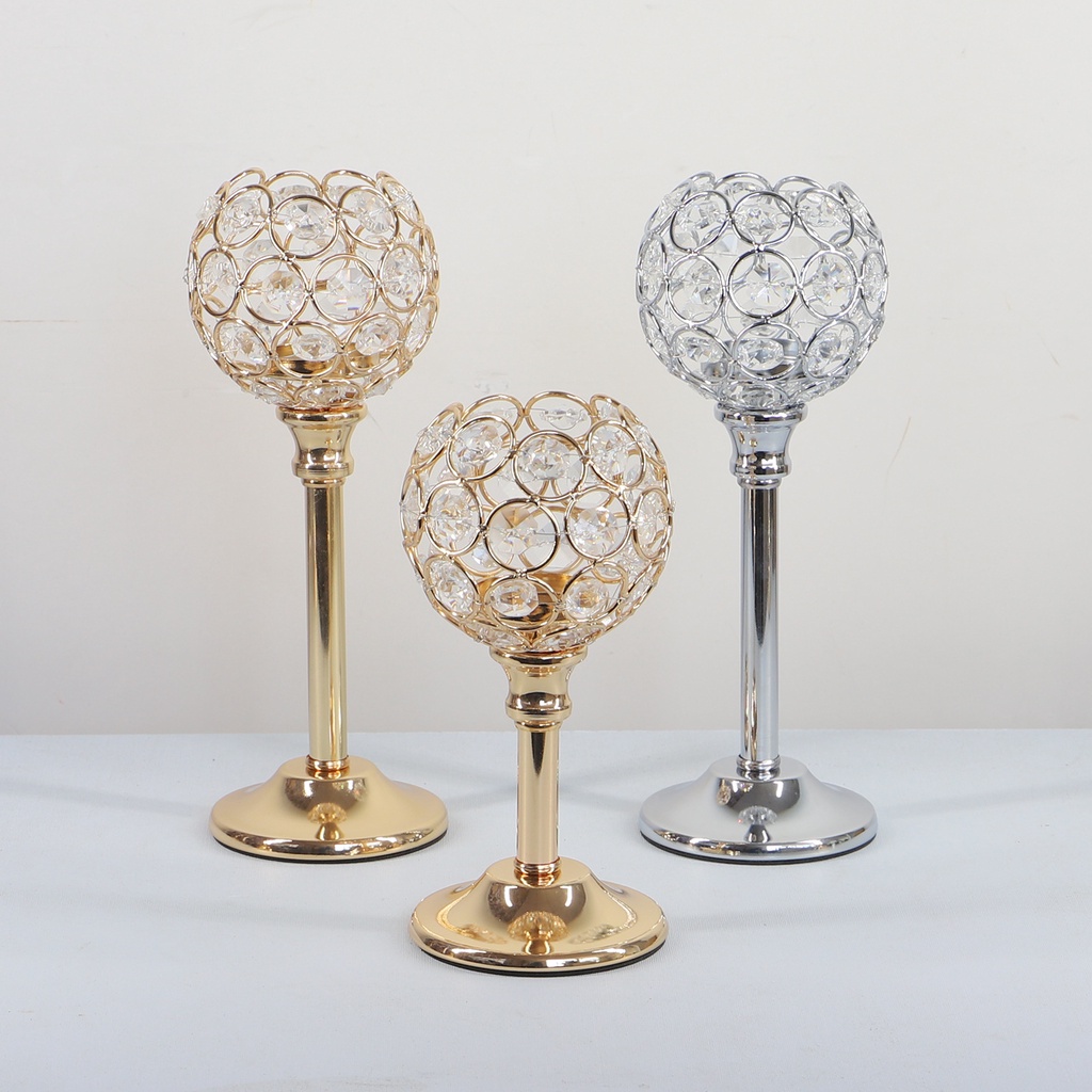 Golden Crystal Candelabra Tea Light Stand Candelabra Candlestick ...