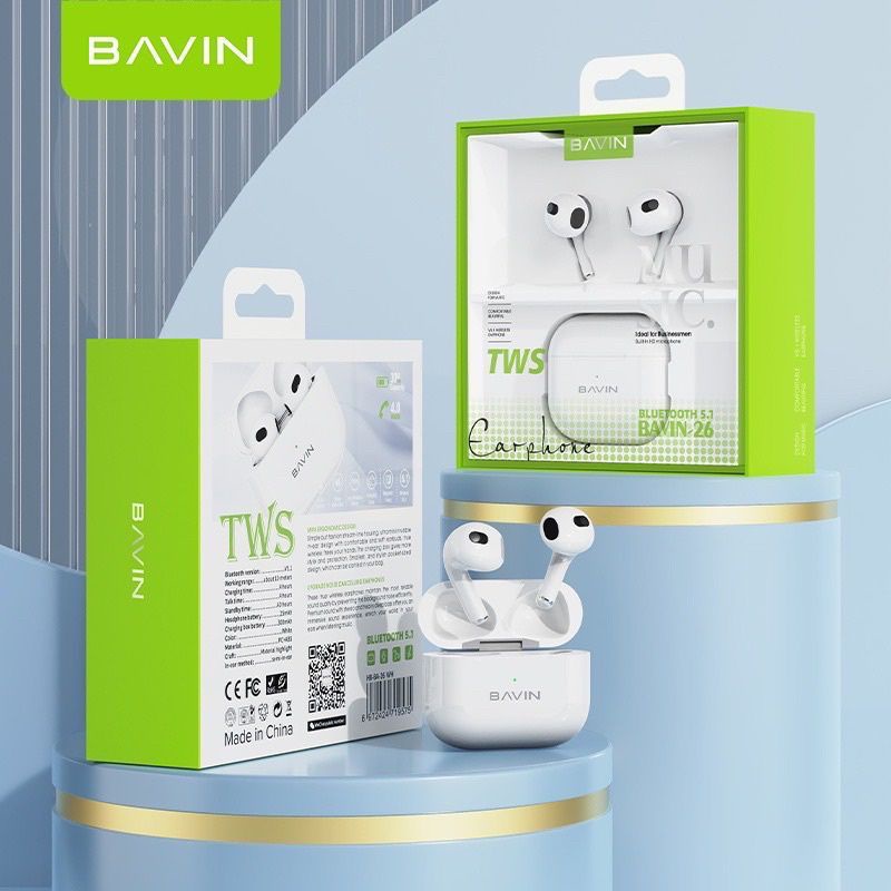 BAVIN Earbuds Bluetooth Head Set HB-BA-26 WH | Shopee Philippines