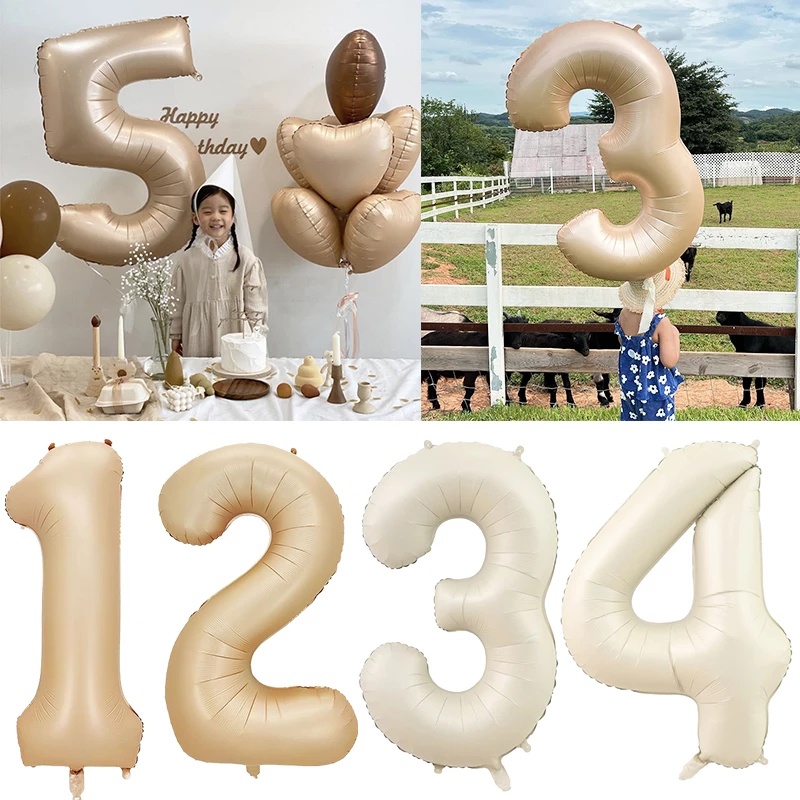 32/40Inch ins Cream Color Number Balloons1-9 Large Digital Foil Helium ...
