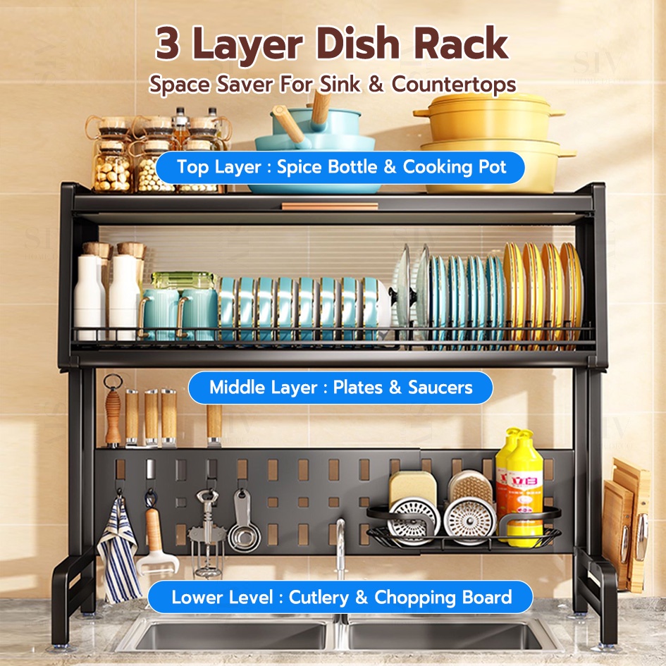 Metal Dish Cabinet Rack Dustproof Sink Rack With Cabinet Door Multi ...