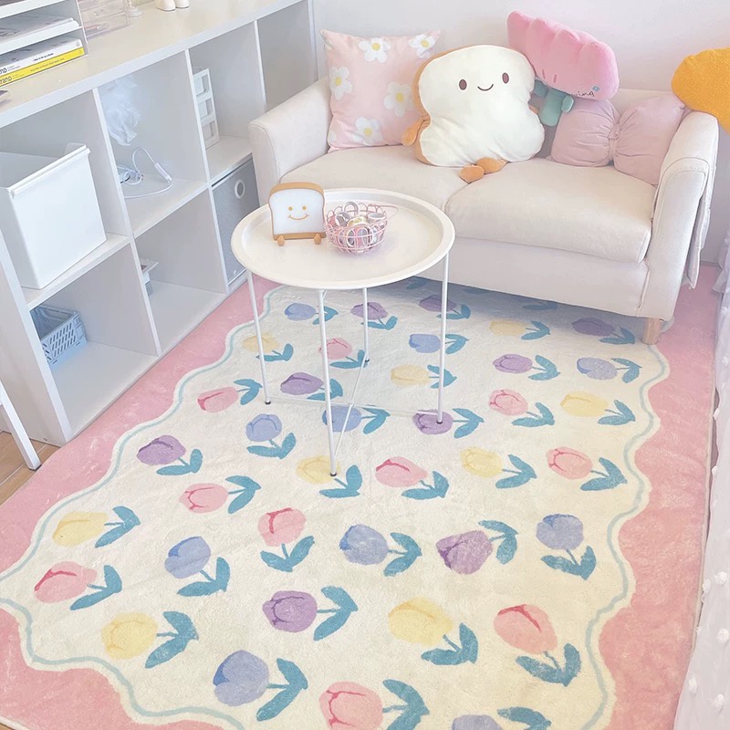 Carpet bedroom,imitation cashmere Colored tulip pattern,Size 60*90cm ...