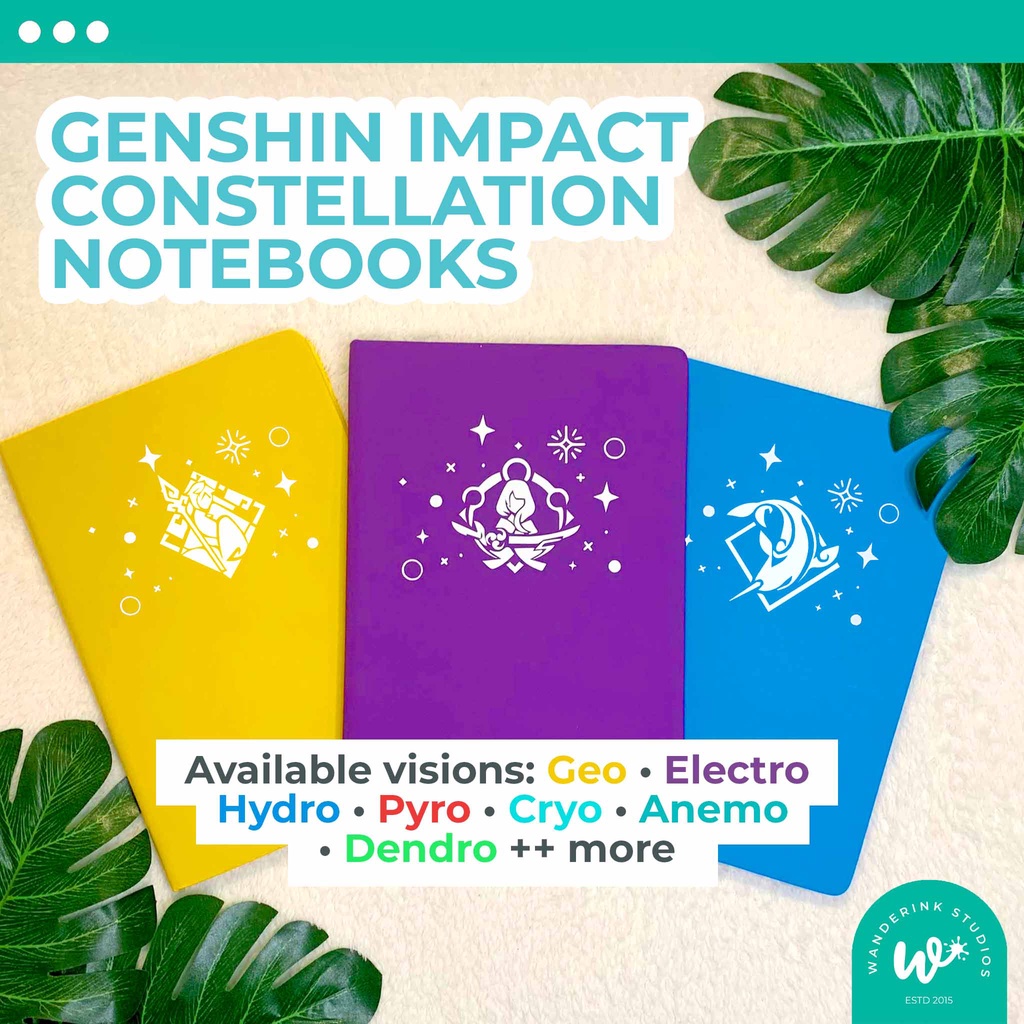 Genshin Impact Character Constellation Vision Colored Lined A5 Notebook ...