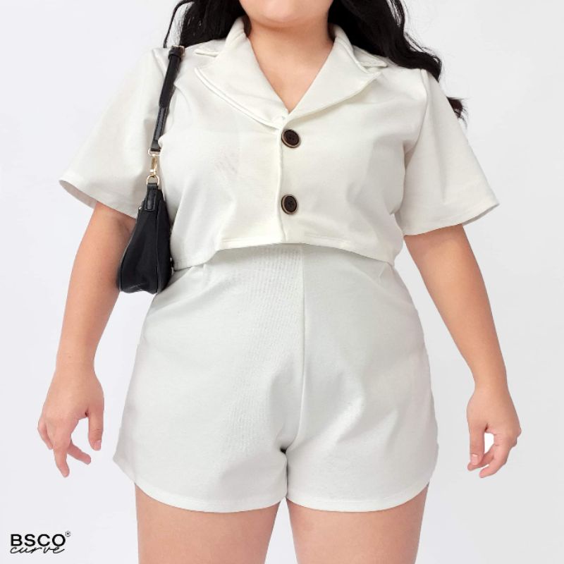 ONHAND PLUS SIZE BSCO CURVE ALIYAH XL-6XL WHITE COORDS! KOREAN FASHION ...