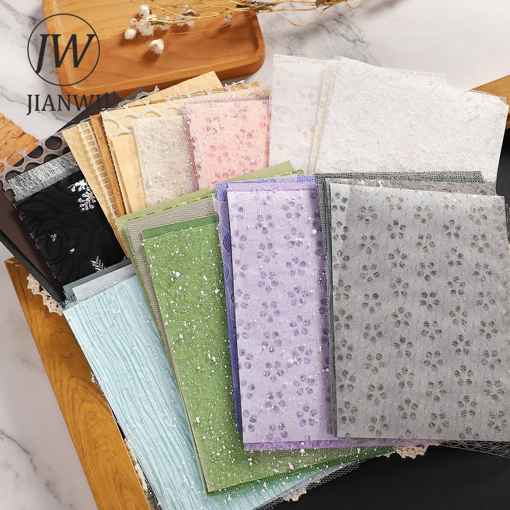 JIANWU 10 Sheets A5 Gauze Mesh Hollow Mixed Special Material Paper ...