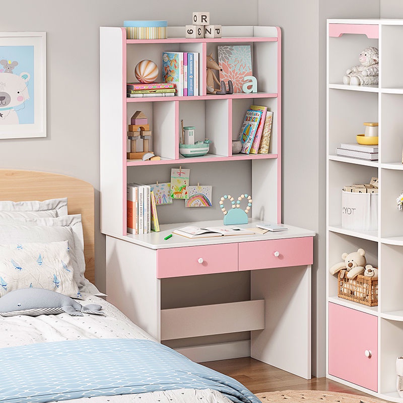 Computer Desktop Desk Home Bedroom Simple Desk Bookshelf Girl Primary ...