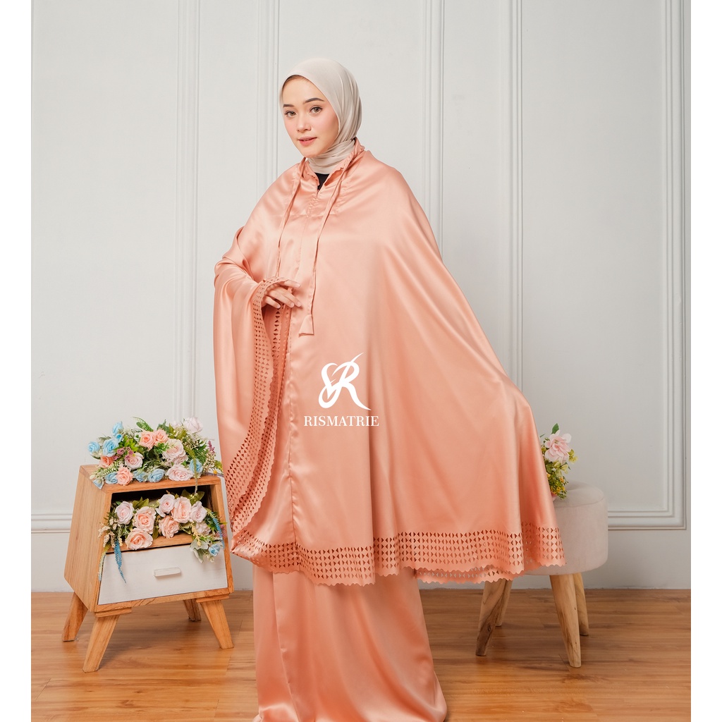 Adult travel Lasercut laser Mukena 2in1 satin velvet silk premium jumbo ...