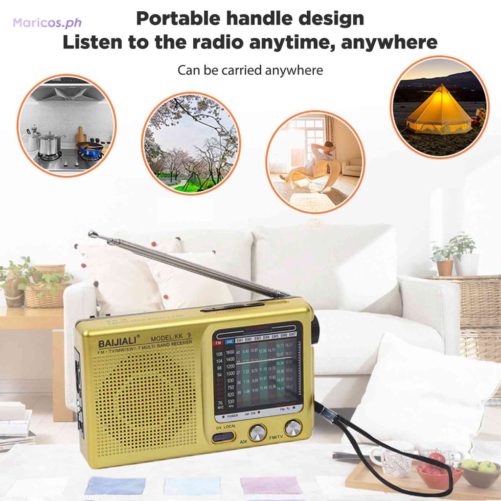 Retro Full Band SW AM FM Handheld Emergency Mini Weather Radio Built-in ...